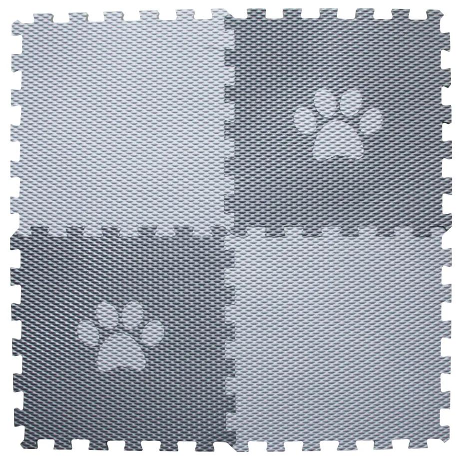 Vylen Podložka pro psy - 4 podlahové díly  Puzzle s šedou tlapkou