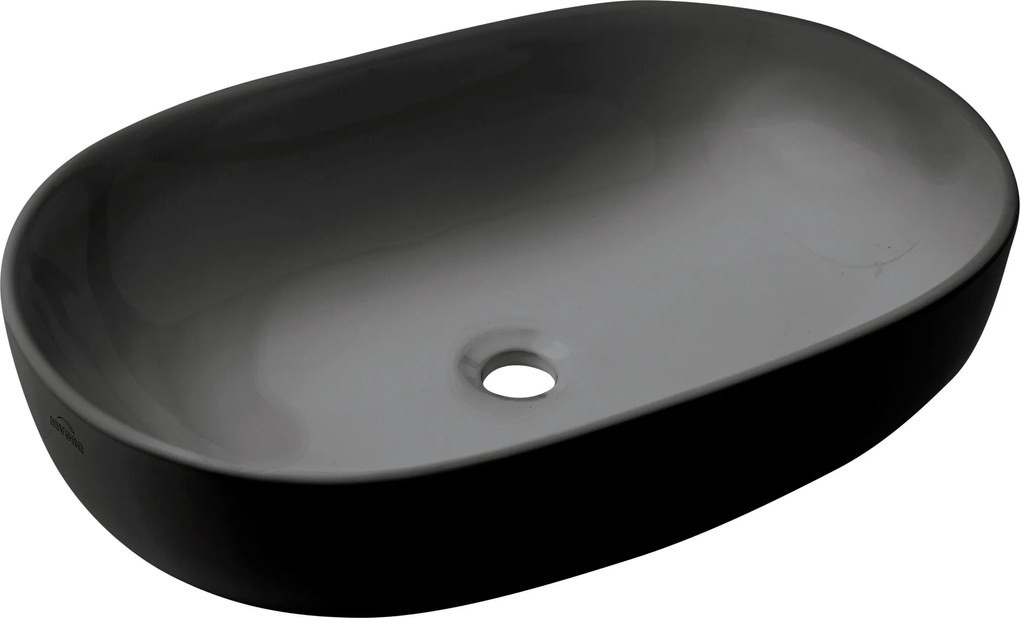 Invena Korfu, keramické umyvadlo na desku 60x42x14, 5 cm, černá matná, INV-CE-34-005-C