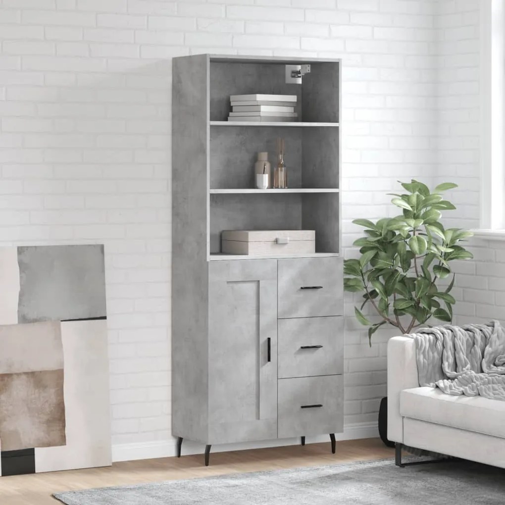 Skříň highboard betonově šedá 69,5x34x180 cm kompozitní dřevo 3190041