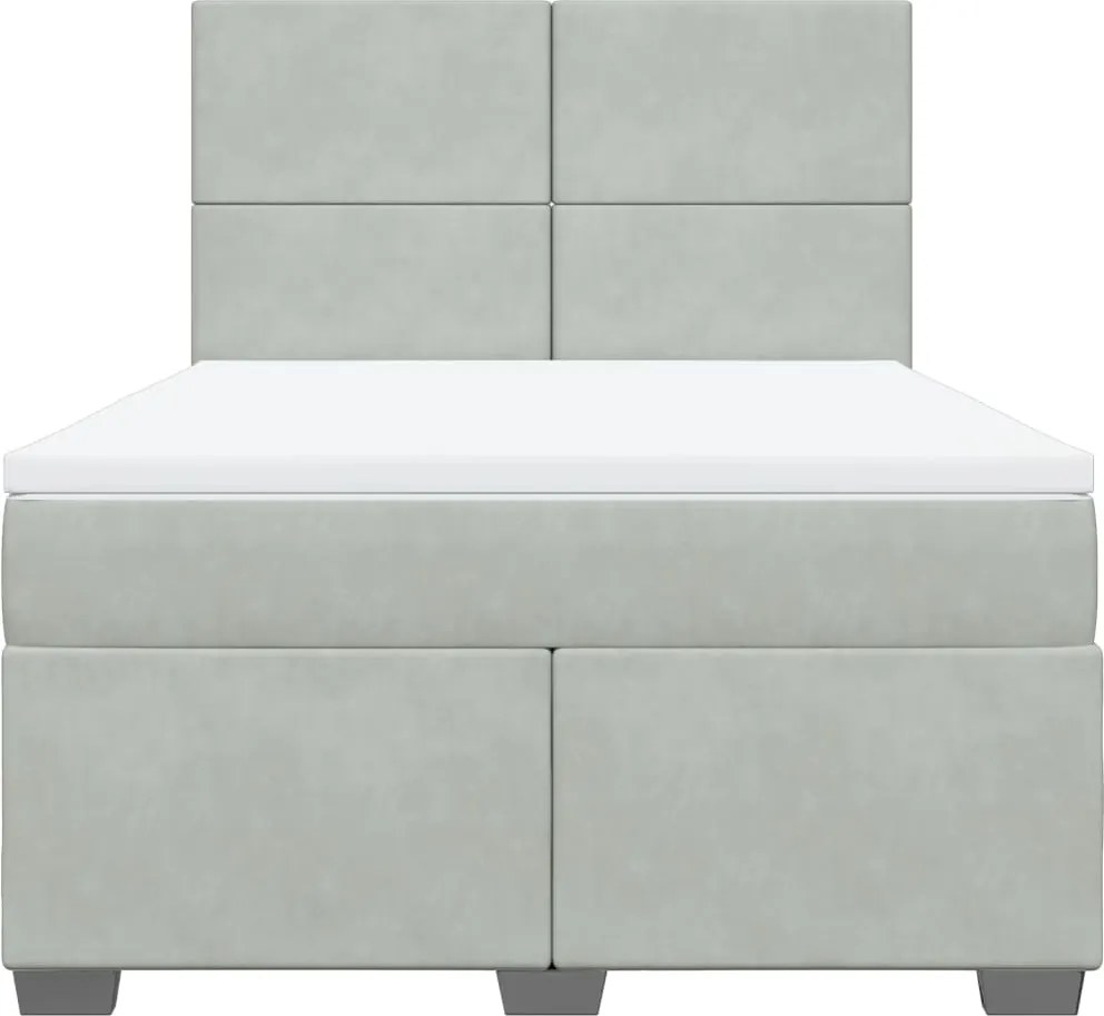 Box spring postel s matrací světle šedá 140x190 cm samet 3293200