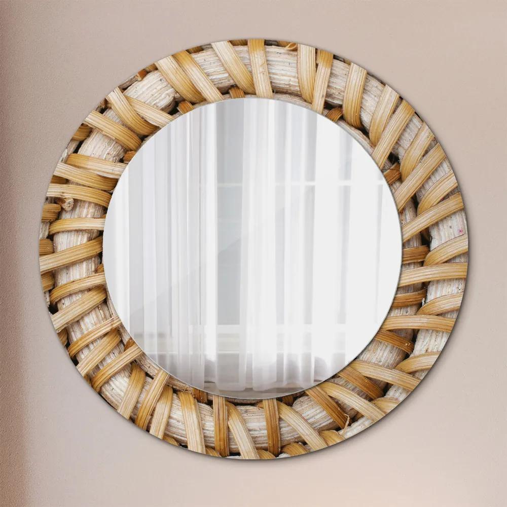 Kulaté zrcadlo tištěný rám Přirozený cop fi 50 cm