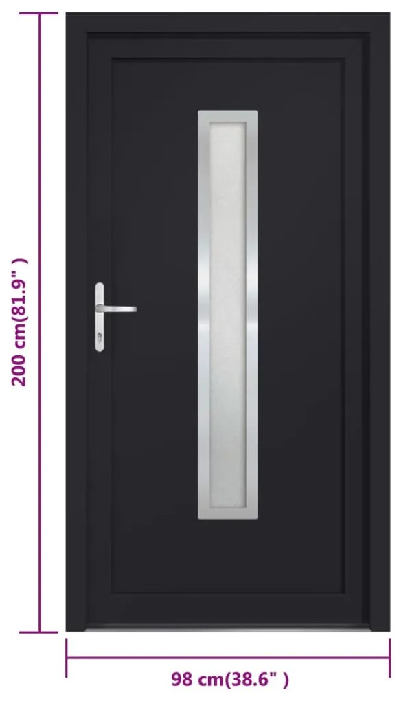 Vchodové dveře antracitové 98 x 200 cm PVC,  3187899
