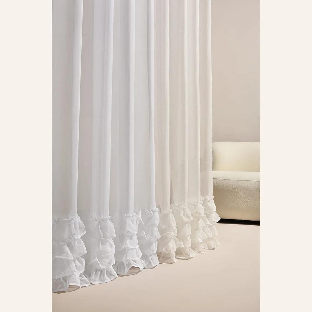 Room99 Záclona na pásce Flavia s volánmi Jednobarevná Barva: Bílá, Velikost: 140 x 260 cm