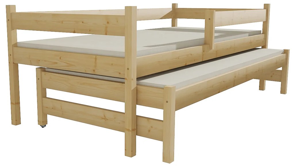Vomaks Dětská postel s výsuvnou přistýlkou DPV 017 (netransparentní barva zelená, 2 kusy úložných prostor, 90 x 200 cm)