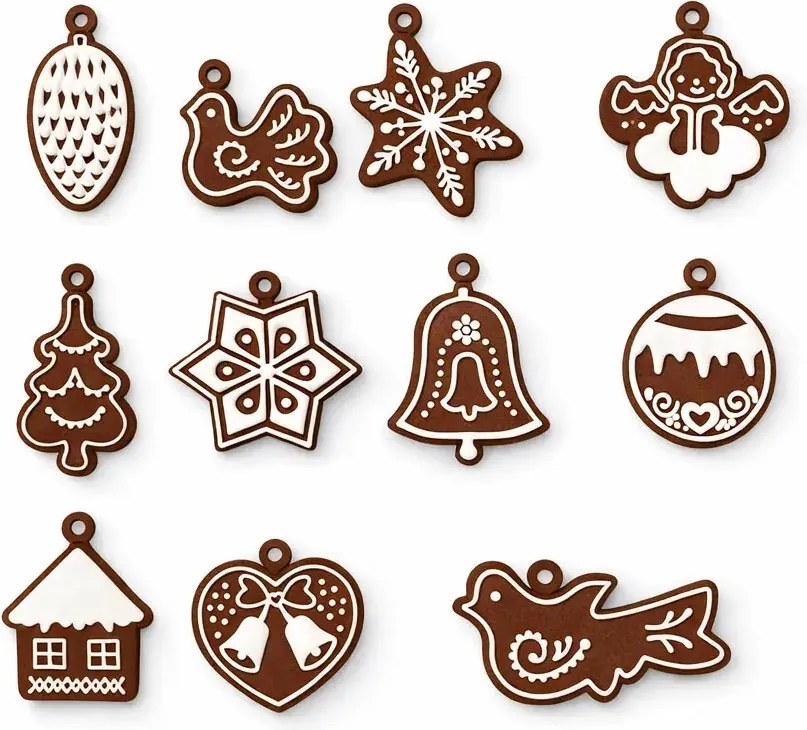 Sada drobných vánočních ozdob, 3 × 4 cm, plast, balení 11 ks