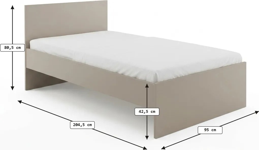 Postel ELISA 90 x 200 cm, kašmírově béžová Rošt: S laťkovým roštem, Matrace: Matrace Coco Maxi 20 cm