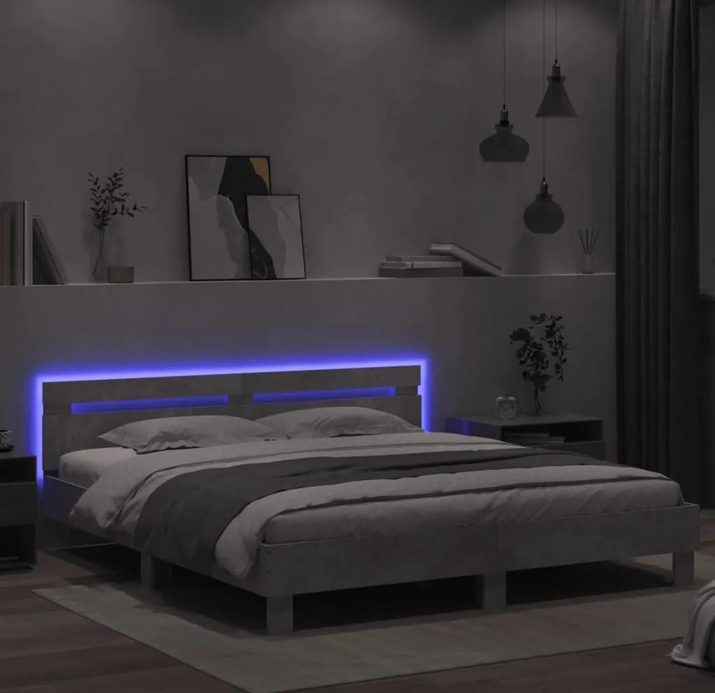 vidaXL Rám postele s čelem a LED osvětlením 160 x 200 cm [3207535] Barva: Černá