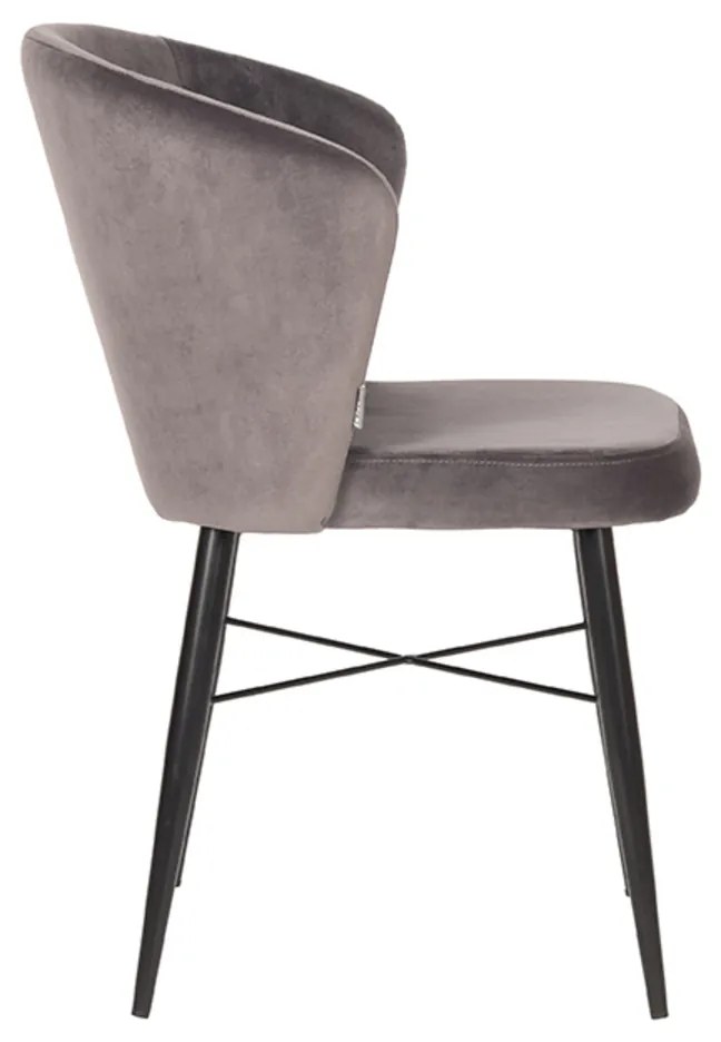LABEL51 Sametová jídelní židle WAVE šedá Color: Grey UK-30.168