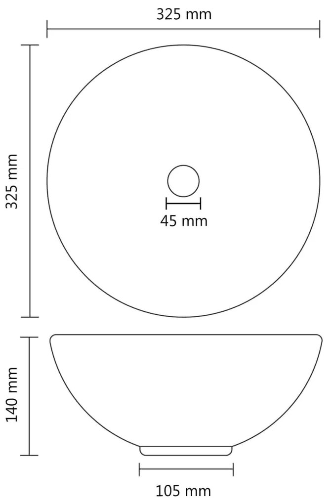 vidaXL Marketos Luxusní umyvadlo kulaté matné černé 32,5 x 14 cm keramické