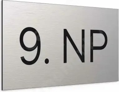 ACCEPT Označení podlaží "9. NP" - stříbrná tabulka - černý popis