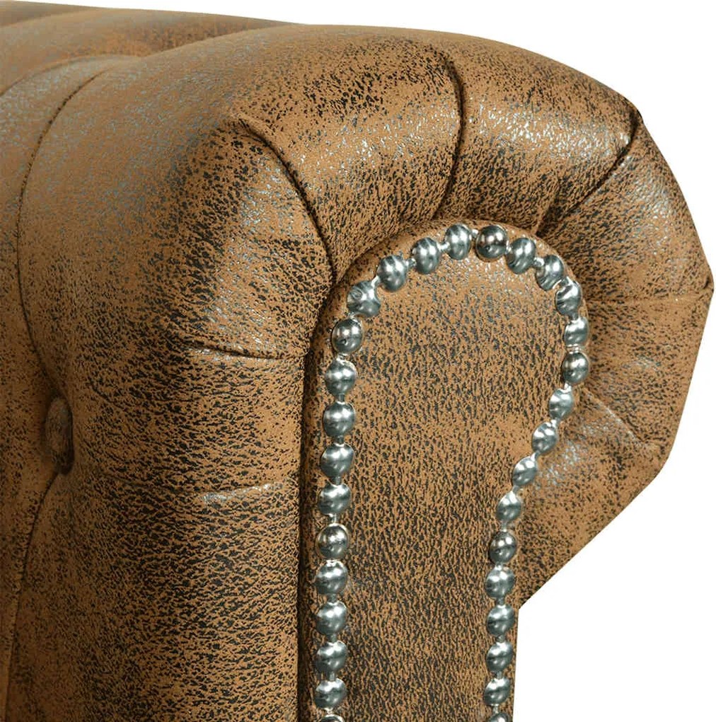 Chesterfield sedačka 3místná umělá kůže hnědá 243620