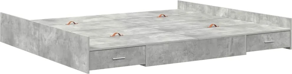 Rám postele s úložným prostorem Betonově šedá 180 x 200 cm 3335272