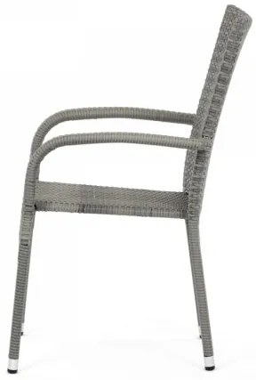 Zahradní židle stohovatelná šedý umělý ratan kov AZC-S2114 GREY