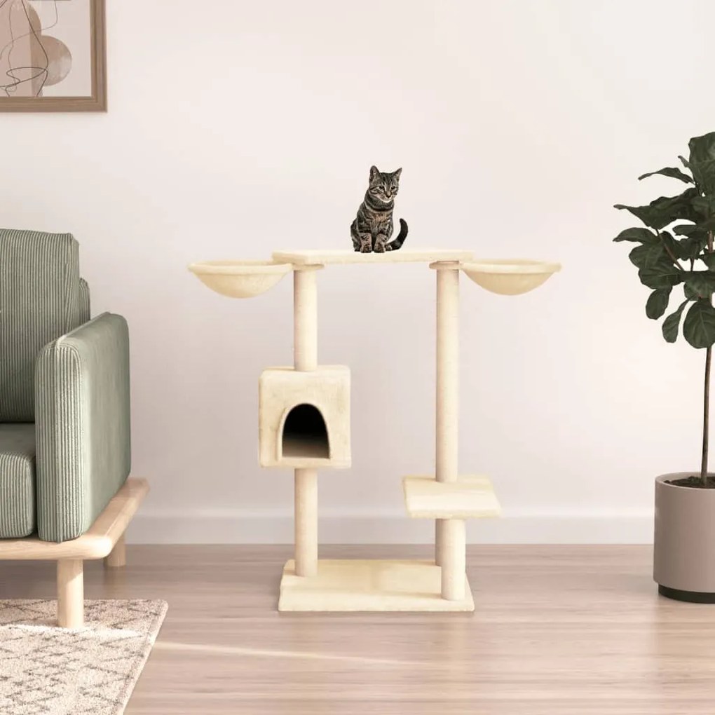 Škrabadlo pro kočky se škrabacími sloupky krémové 82 cm 171759