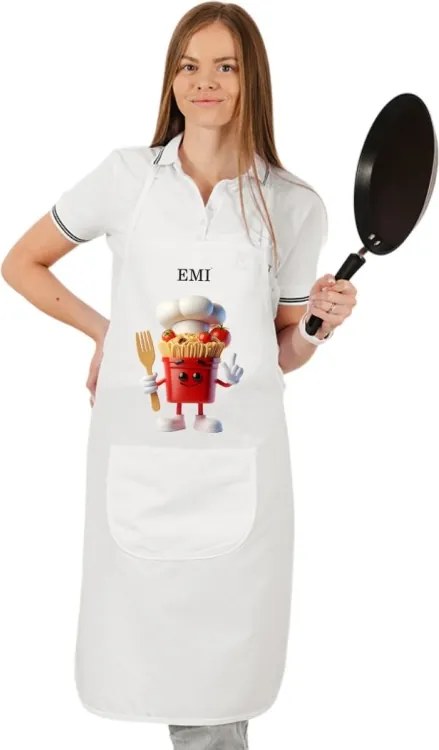 Kuchyňská zástěra Pasta EMI, Bílá