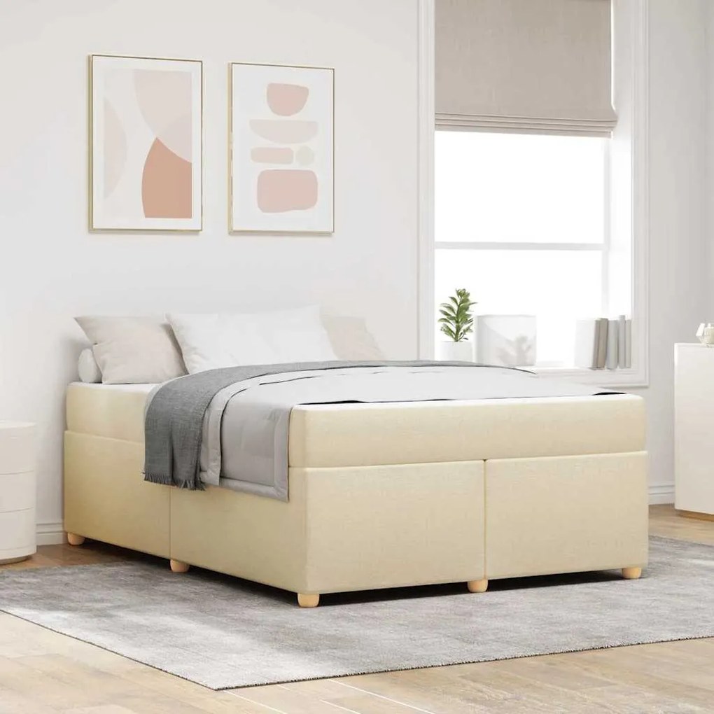 Rám postele s matrací Krémová 140 x 200 cm textil 3399361