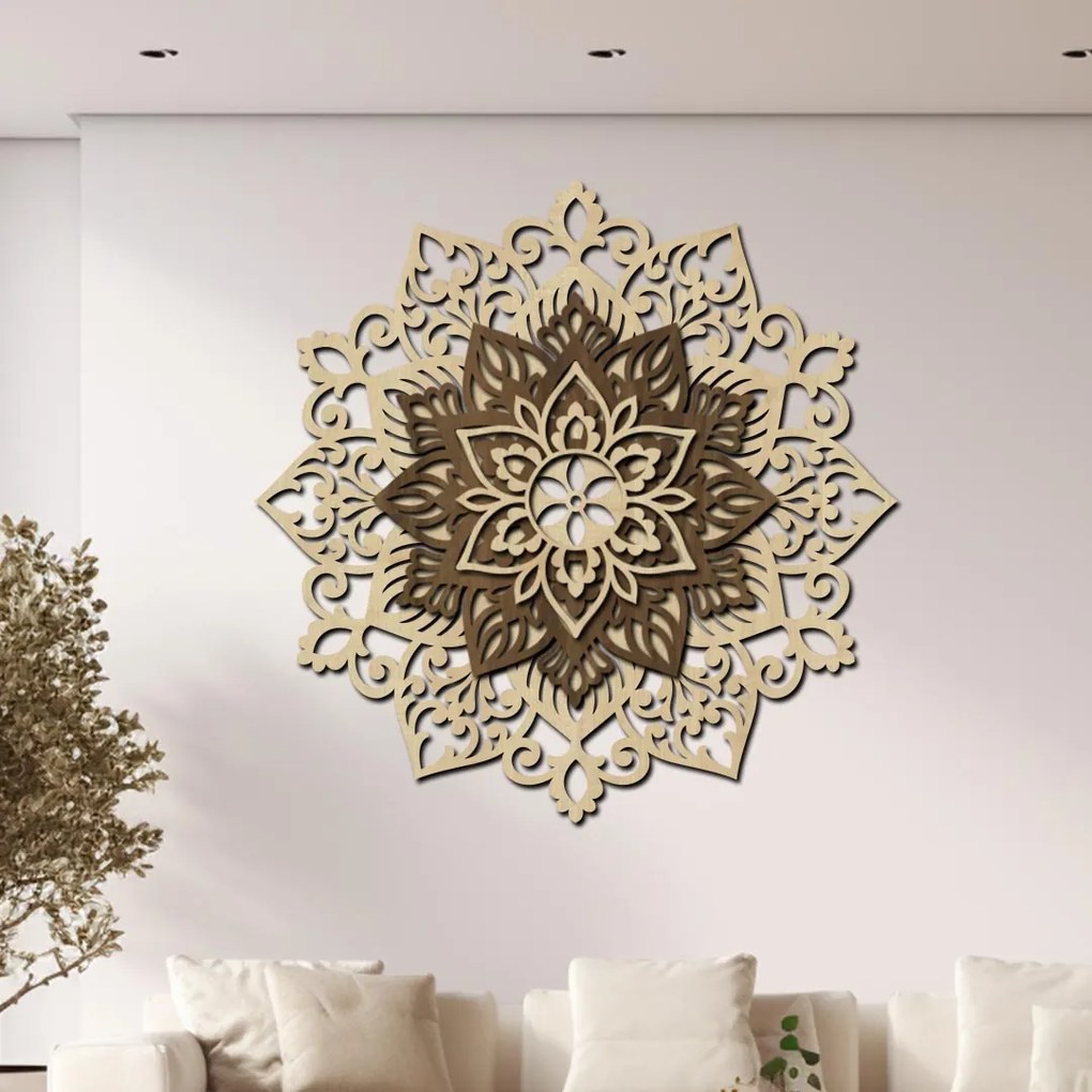 dřevo života 3 vrstvá mandala na zeď Inspirativní energie Rozměry (cm): 60x60, Barva: javor-černá
