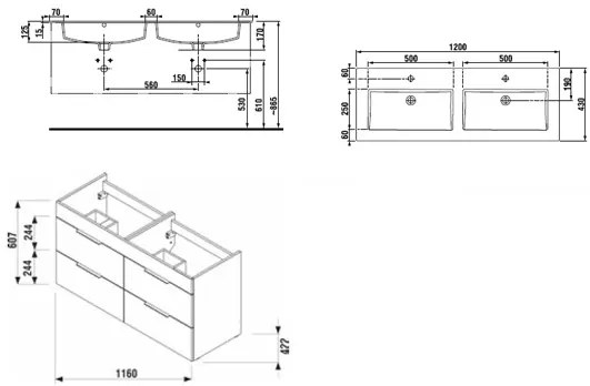 JIKA Cube skříňka s dvojumyvadlem 120 cm, bílá, H4536621763001