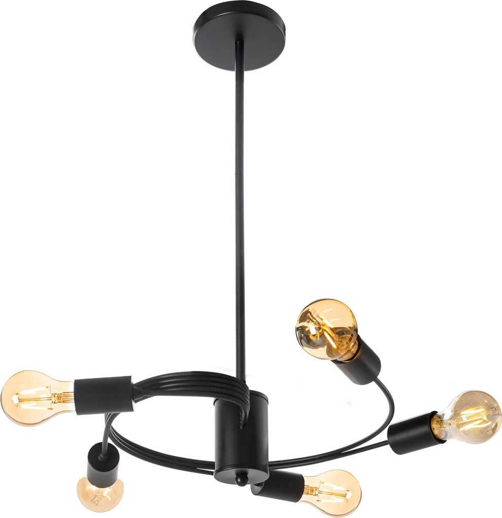 Toolight - Stropní svítidlo 5xE27 60W APP739-5CP, černá, OSW-01104