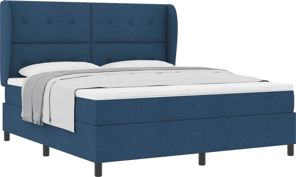 Postel s boxspringem s čelo Modrá 180 x 200 cm textil 3340584
