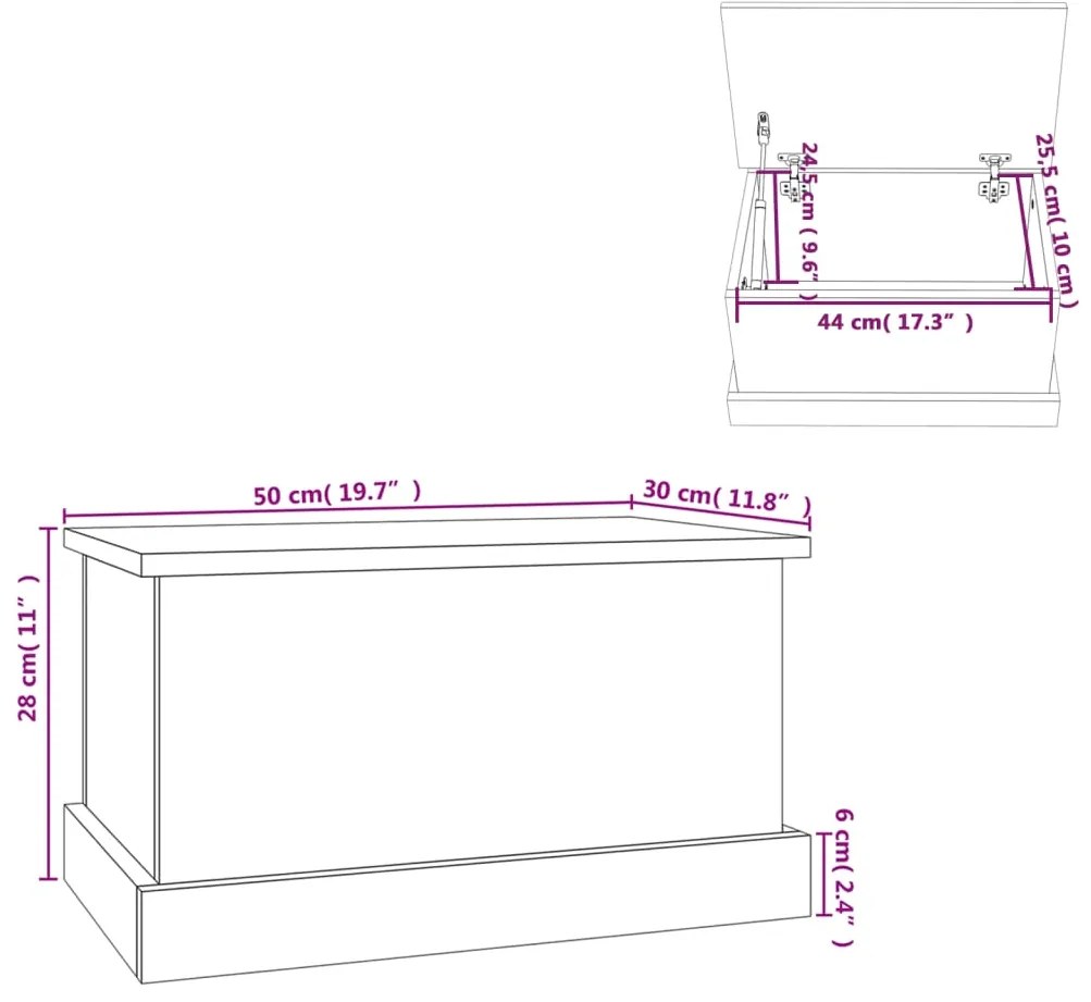 Úložný box bílý 50 x 30 x 28 cm kompozitní dřevo - Default Title