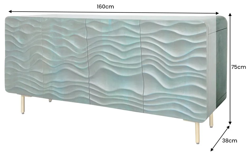 Massive home | Luxusní komoda Black lagoon tyrkysová mango 160cm