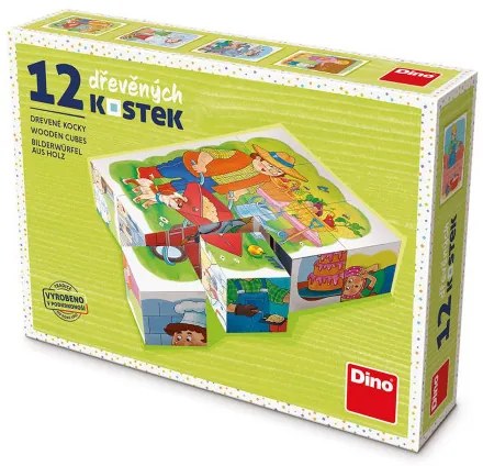 Dino dřevěné kostky Povolání, 12 kostek