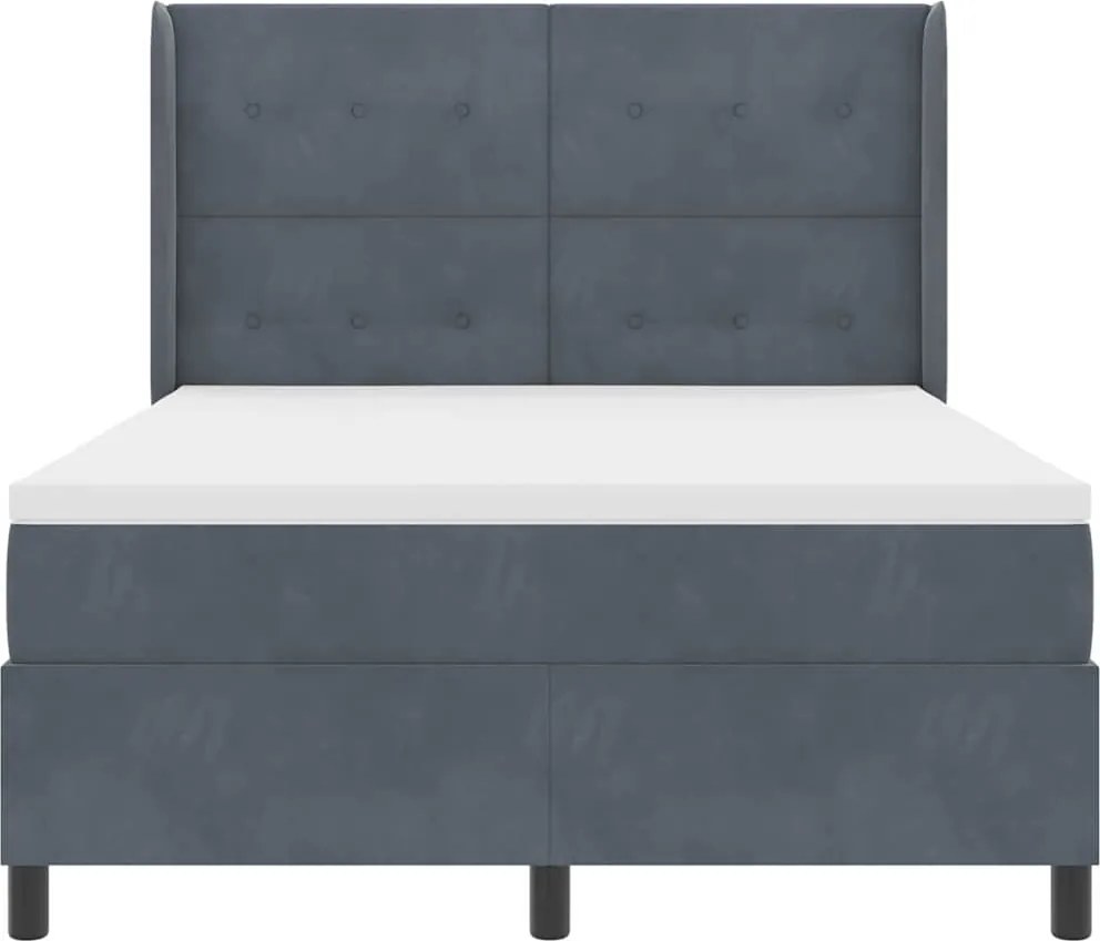 Postel s boxspringem s čelo Tmavě šedá 160 x 200 cm samet 3342015