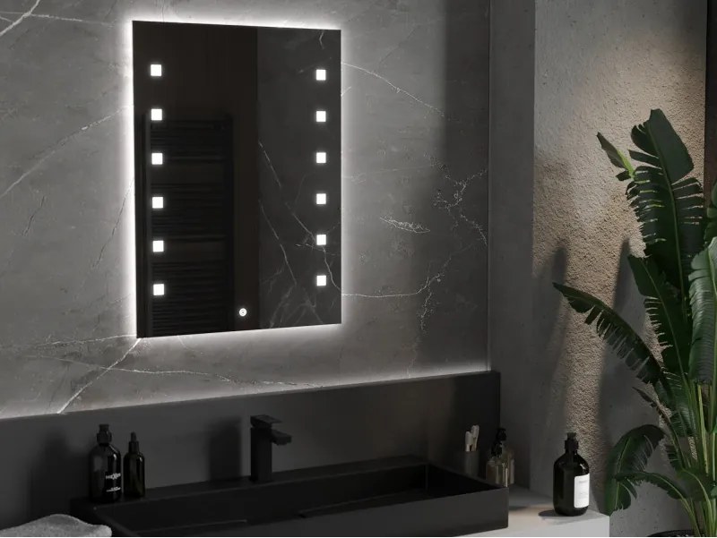 Mexen Ner, LED koupelnové zrcadlo s podsvícením 60x80 cm, 6000K, ochrana proti zamlžování, 9809-060-080-611-00