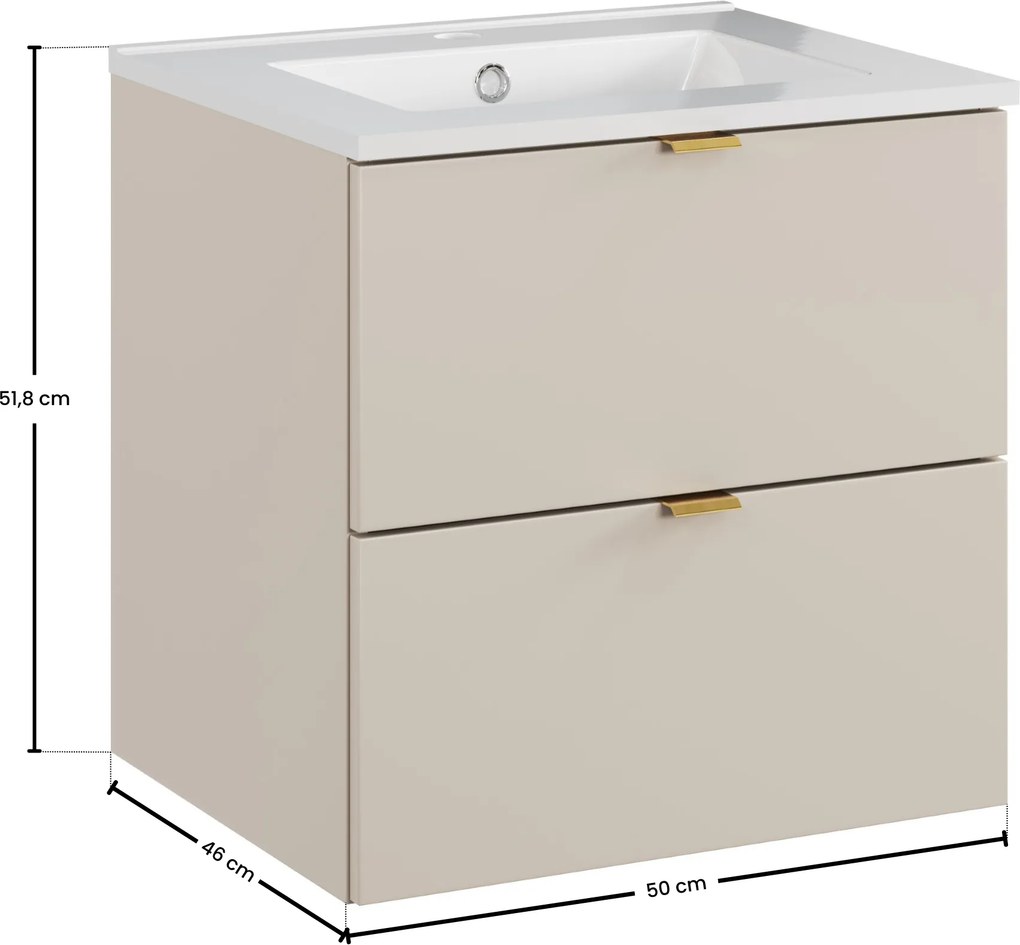 Comad Koupelnová skříňka s keramickým umyvadlem Dalia Cashmere 50 cm - kašmír