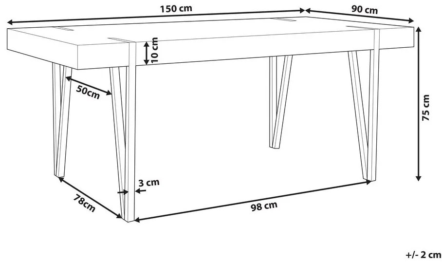 Jídelní stůl 150 x 90 cm, světlé dřevo s černou ADENA Beliani