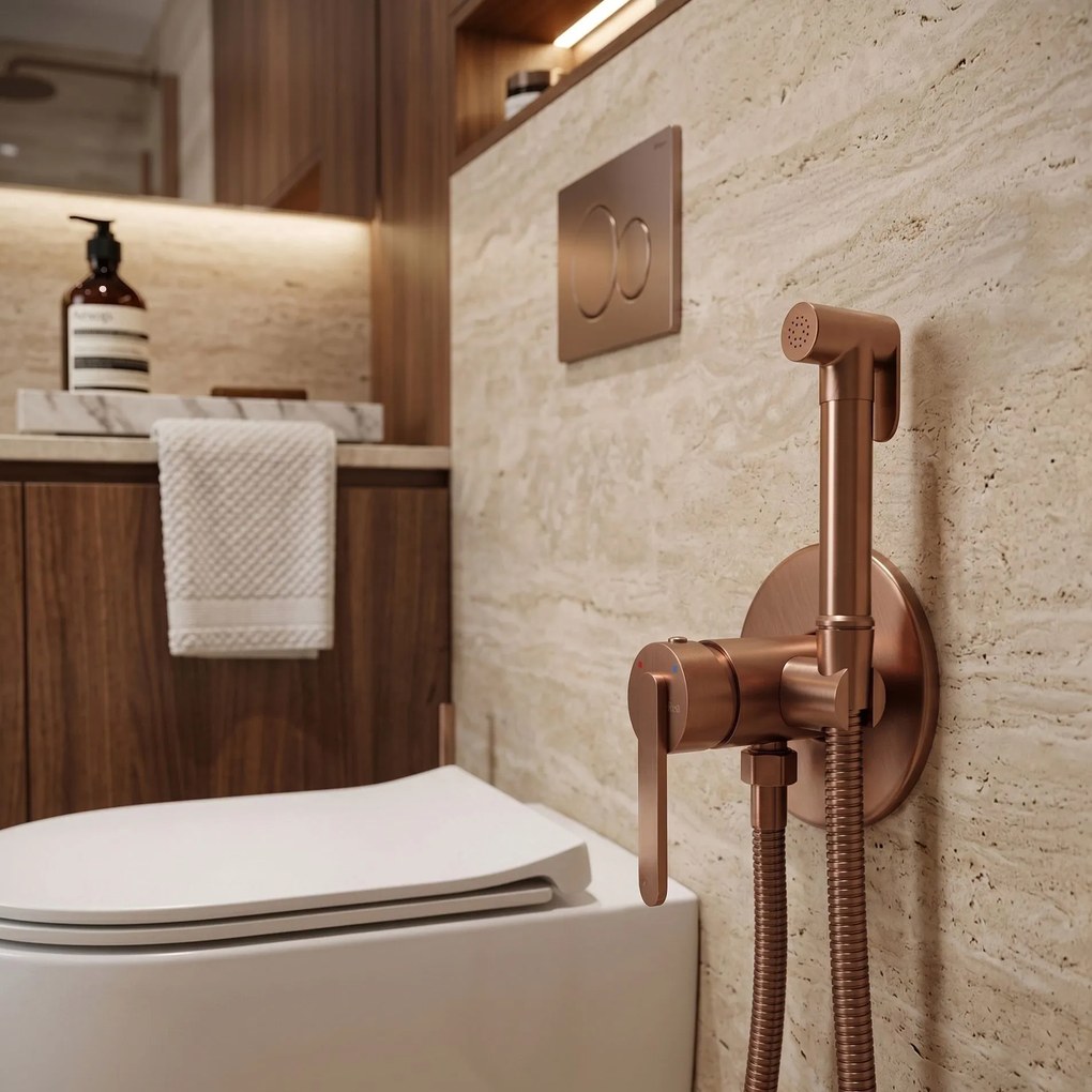 Rea, Podomítková bidetová baterie Rea Ontario Brush Copper, REA-B4505