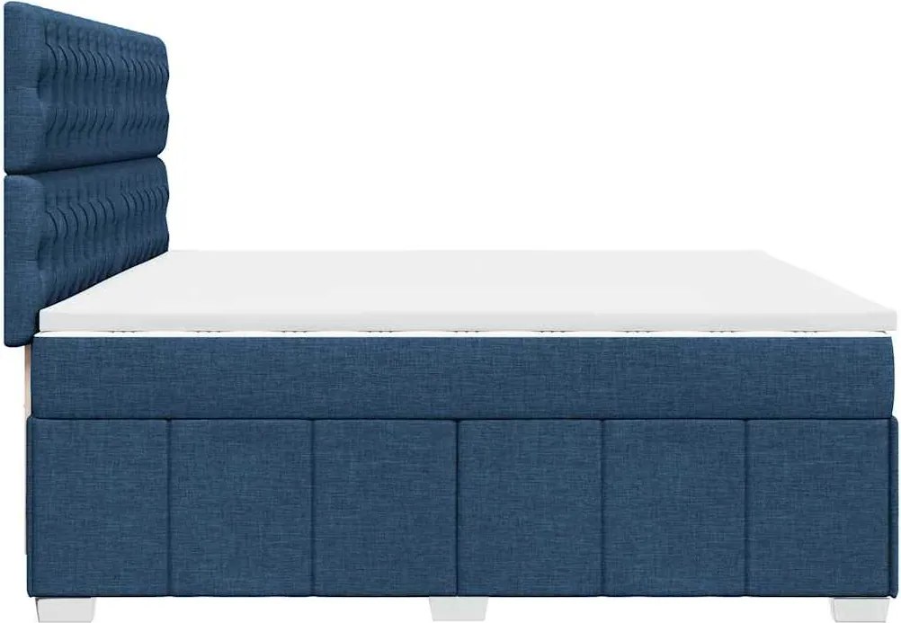 Box spring postel s matrací modrá 200x200 cm textil 3294088