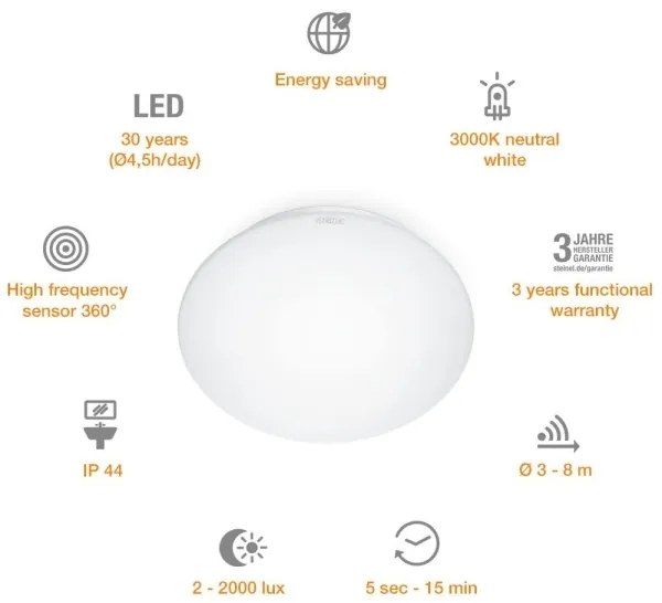 STEINEL 035105 - LED Koupelnové svítidlo se senzorem RS 16 LED/9,5W/230V IP44