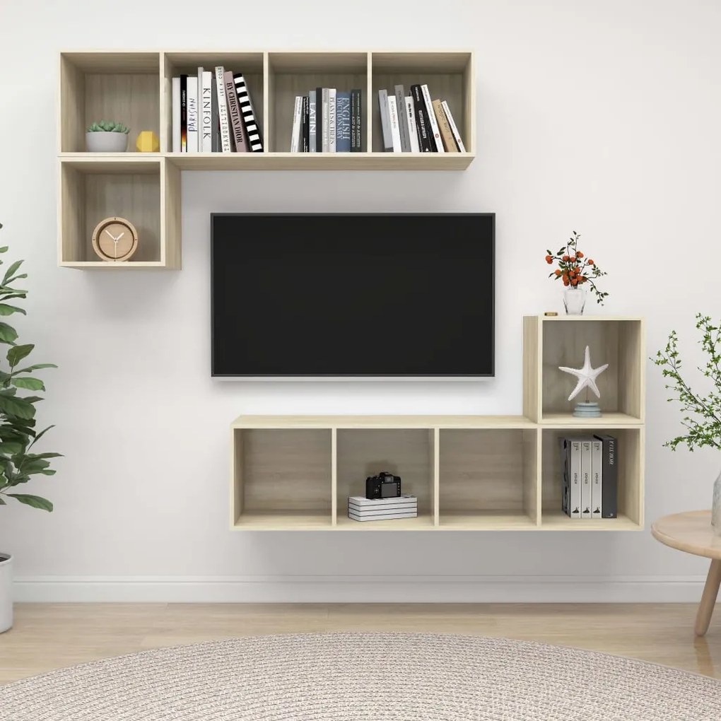 4dílný set TV skříněk dub sonoma kompozitní dřevo 3079811