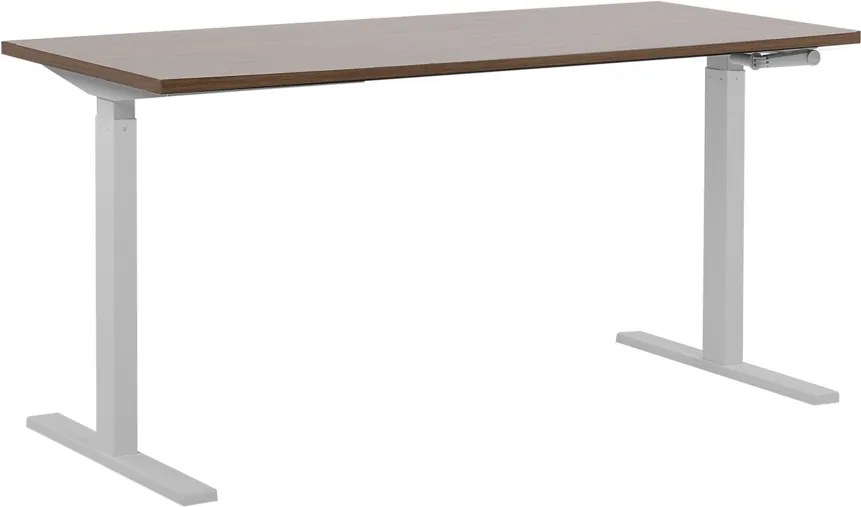 Manuálně nastavitelný psací stůl 180x80 cm hnědý-bílý UPLIFT II