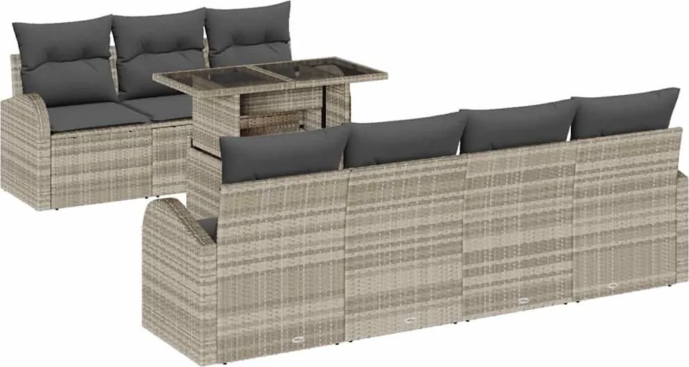 Sada zahradních pohovek 8 ks Světle šedá Poly Ratan 3357325