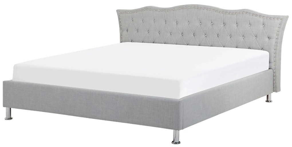 Šedá čalouněná postel Chesterfield s úložištěm 160x200 cm METZ Beliani