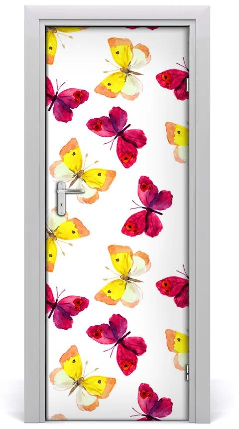 Samolepící fototapeta na dveře Barevní motýli 95x205 cm