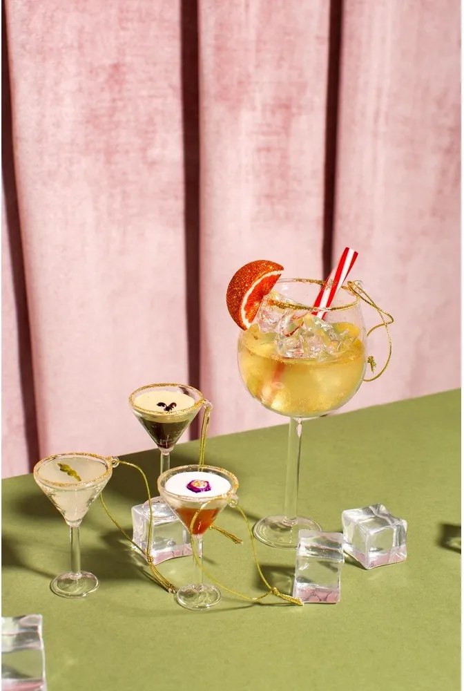 Skleněné vánoční ozdoby v sadě 3 ks 15,5 cm Martini Cocktail – Sass & Belle