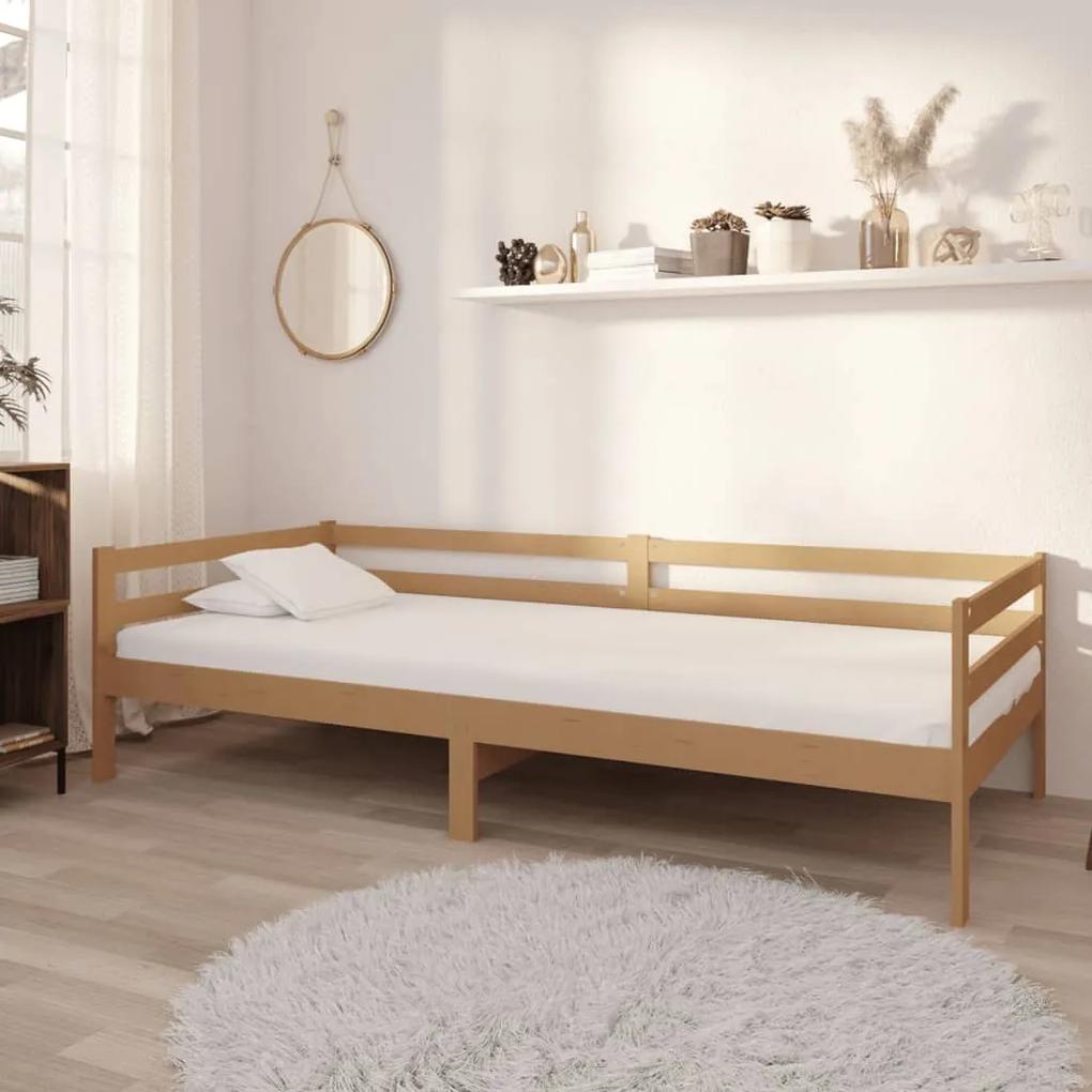 Denní postel s matrací 90 x 200 cm medová masivní borové dřevo,  3083572