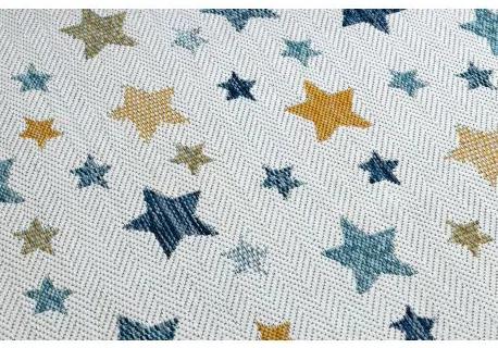 koberec SISAL COOPER Hvězdy 22260 ecru / tmavě modrá velikost 140x190 cm | krásné koberce cz