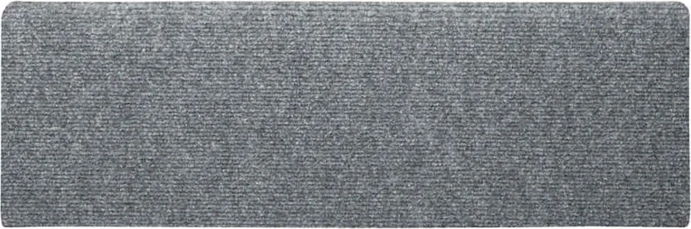 Schodové rohože samolepicí 15 ks 65 x 21 x 4 cm světle šedé s obdélníkovým okrajem 134564