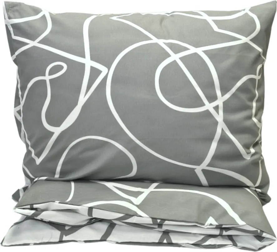 Povlečení bavlněné Merlot šedé TiaHome - 2x Polštář 90x70 cm, 1x Přikrývka 200x220cm