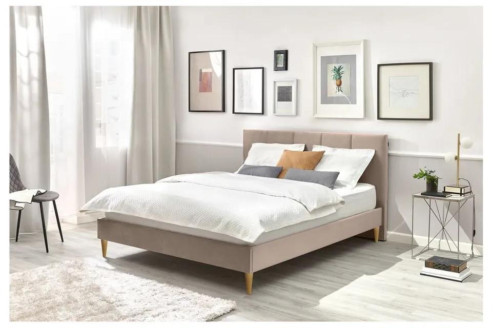 Béžová čalouněná dvoulůžková postel s roštem 180x200 cm Vivara – Bobochic Paris