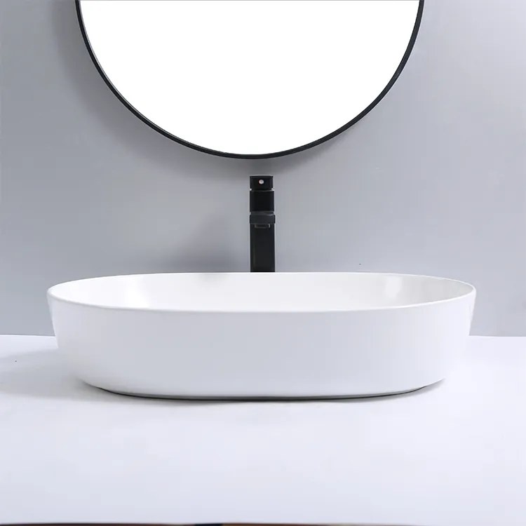 Erga Emmeline, umyvadlo na desku 600x400x135 mm, bílá lesklá, ERG-V03-9487C-WH