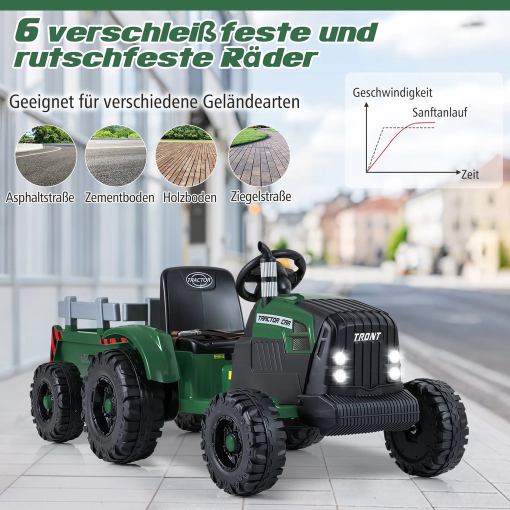 Costway 24 V Dětský elektrický traktor s přívěsem elektrické vozidlo