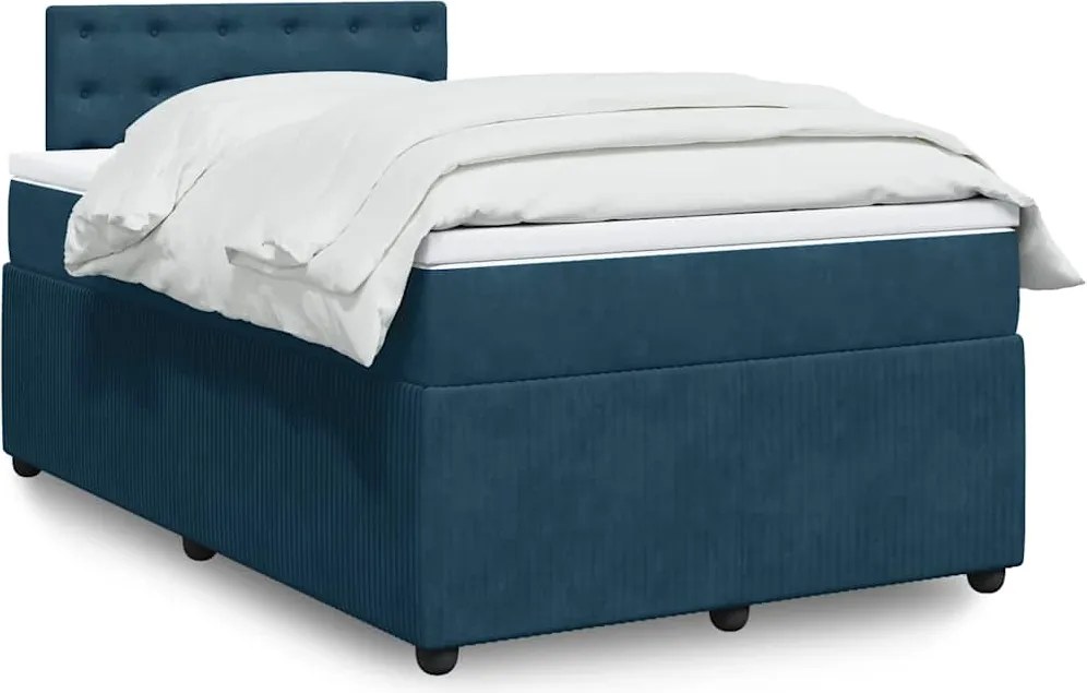 Box spring postel s matrací modrá 120 x 190 cm samet 3290002
