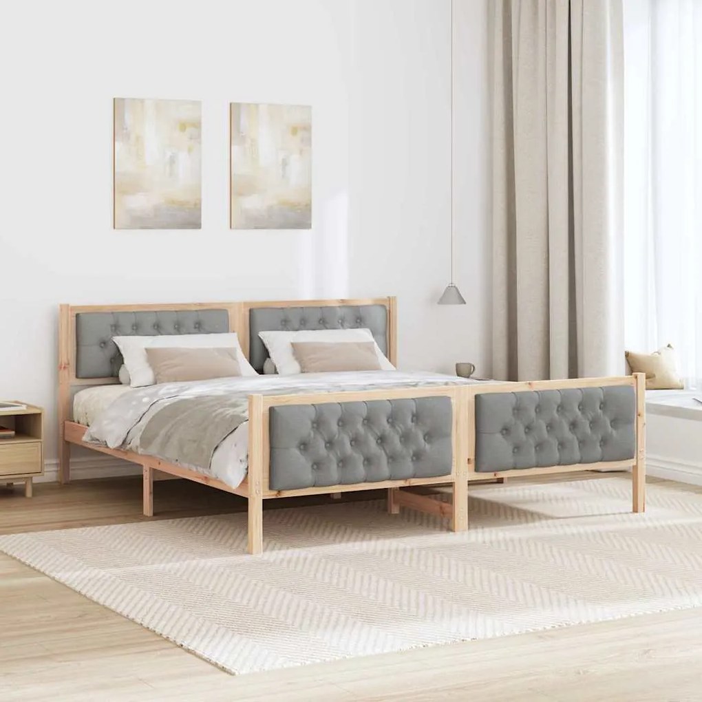 Rám postele Světle šedá 180 x 200 cm Masivní borové dřevo 3394273