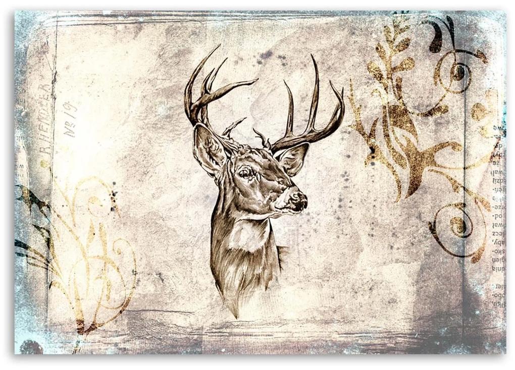 Gario Obraz na plátně Nákres hlavy jelena Rozměry: 60 x 40 cm